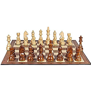 Folding Wooden Chess Set Chess, Portable Travel Chess Set,Board Game and Draughts Set 48cm x 48cm (19 Inch) Board Games