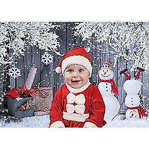 LTLYH 7x5ft Christmas Photography Backdrop Winter Snowman Santa Gift Wood Decoration Backdrop Xmas Eve Holiday Party Supplies Cake Table Banner Home Decoration Portraits Photo Booth Studio Prop