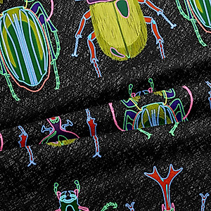 Abosbeet Green Beetle Print Fitted Sheet Queen Polyester Black Fitted Sheet Set with Beetle Pattern 2 Pillowshames Kids Bedroom Decor