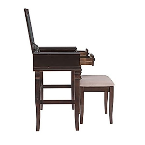 Linon Angela Walnut Vanity Set,30" x 36" x 18"