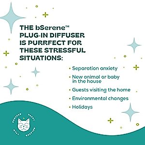 bSerene Pheromone Calming Solution for Cats|45-Day Starter Kit: Plug-in Diffuser + Refill |Helps Reduce Hiding, Scratching, Stress, Anxiety | for Single/Multicat Homes|45 Days of Constant Comfort