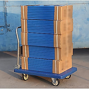 Generic Platform Hand Truck Platform Truck Foldable Push Cart Thickened Plastic Deck Metal Handle and Silent Wheels 360 Degree Moving for Indoor Outdoor Foldable