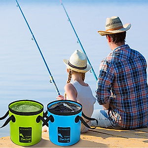 AUTODECO 2 Pack Collapsible Bucket 5 Gallon Container Folding Water Bucket Portable Wash Basin for Outdoor Travelling Camping Fishing Gardening Car Washing Blue and Green 20L