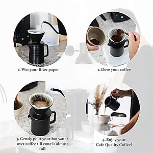SOTECH Pour Over Coffee Maker Gift Set, All in 1 Coffee Kits- 304 Stainless Steel Kettle with Thermometer,Coffee Grinder, Coffee Dripper & Server of Portable Travel Bag