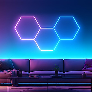 lylunnamsp Remote Hexagon Garage Lights, RGB Dimmable LED Hexagon Light with 358 Modes, LED Ceiling Light for Party, Gaming Room, Bar, Club, Gym 170W 19550LM