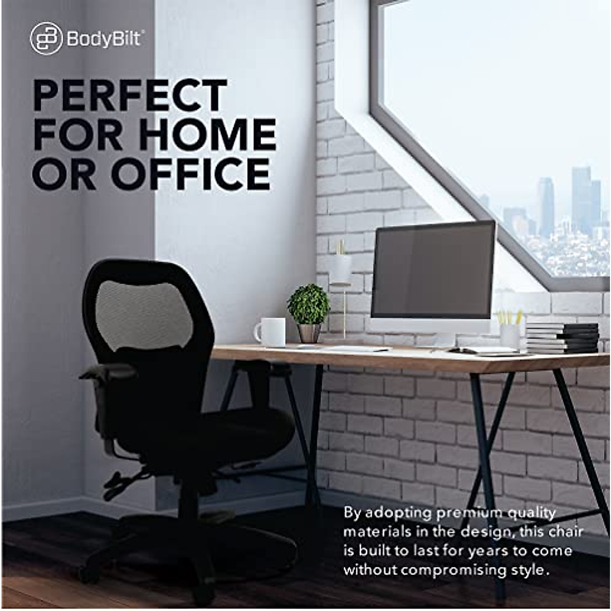 BodyBilt Seating Sola LT Ergonomic Office Chair | Comfortable Mid Back Computer Chair | Back Support Office Chair | Ultra-Soft | Ergonomic Lumbar Support Chair | Swivel Computer Task Chair