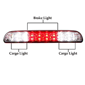 LED 3rd Brake Light For 99-16 Ford F250 F350 F-450 F-550 Super Duty 93-11 Ford Ranger, 01-05 Ford Explorer Sport Trac High Mount Stop Light Cargo Lamp (Chrome Housing Red Lens)