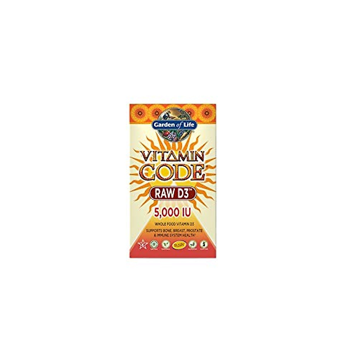 Garden of Life Vitamin Code Raw D3 5,000 IU, 120 or (60x2) Capsules