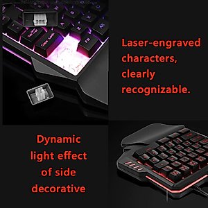 Gaming Keypad, RGB One Handed Gaming Keyboard, Ergonomic Gaming Keyboard with Hand Rest, Single Hand Keyboard with 35 keys Colorful Backlit