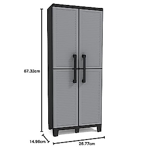 Keter Space Winner Resin Garage Storage Cabinet with Doors and Shelves - Perfect for Garage and Basement Organization