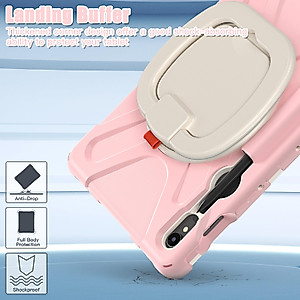 Tablet Protective Case Shockproof Heavy Duty TPU Case Compatible with Samsung Galaxy Tab S9 11 Inch 2023 X710/X716B/X718U,Rotating Kickstand Handle Shoulder Strap,Protective Cover Drop-Proof Shock-Pro
