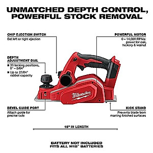 Milwaukee 2623-20 M18 3-1/4" Planer - tool Only
