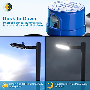 320W(350x1W LED) LED Parking Lot Lighting 48000Lm LED Parking Lot Lights Commercial with Photocell, LED Pole Light Outdoor with SlipFitter Mount- 4Pack (Coverage: 66~110Ft at Height:30~50Ft)