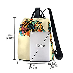 Jucciaco African Map Ethnic Backpack Purse for Women Travel Shoulder Bag Casual Lightweight Backpack for Women