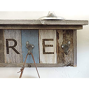 Personalized Reclaimed Barn Wood Coat Rack with 4 inch Deep Shelf, Decorative Custom Wall Mounted Entryway hooks, Rustic Farmhouse Hat Umbrella Tree Accent Your choice of length and colors
