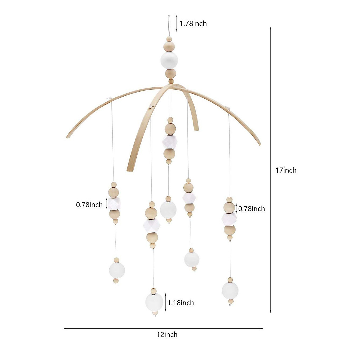 AONTUS Baby Crib Mobiles Wooden Beads for Children Boys Girls Babies Bed Room Designer Colors to Match Nursery Delight (White Wooden Beads)