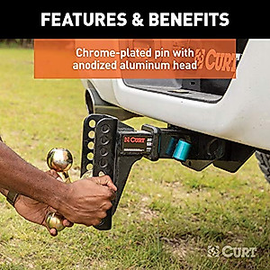 CURT 23506 Right-Angle Trailer Hitch Lock, 1/2-Inch Pin Diameter, 5/8-Inch Adapter, Fits 1-1/4 or 2-Inch Receiver