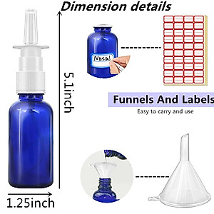 MDJINRUIXI Nasal Spray Bottle, 10 Pcs 30ML/1oz Plastic Blue Refillable Fine Mist Sprayers Atomizers, Small Empty Nasal Sprayer with Funnels and Labels