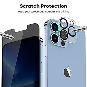 JETech Privacy Screen Protector for iPhone 13 Pro Max 6.7-Inch with Camera Lens Protector, Anti-Spy Tempered Glass Film, Easy Installation Tool, 2-Pack Each