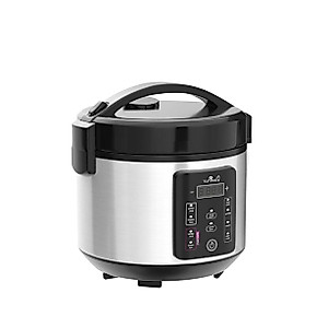 Yum Asia Kumo YumCarb Rice Cooker with Ceramic Bowl and Advanced Fuzzy Logic, (5.5 Cups, 1 Litre), 5 Rice Cooking Functions, 3 Multicooker Functions, 110V US Power (Light Stainless Steel)