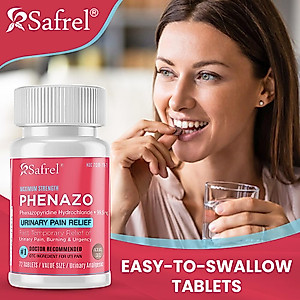 Safrel Urinary Relief - 72 Tablets, 99.5mg Phenazopyridine HCl - Fast-Acting UTI Relief for Bladder Discomfort & Pain - Adults & Children-1-Pack