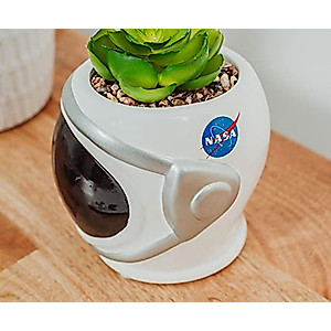 Silver Buffalo NASA Astronaut Decorative Artificial Faux Greenery Plant in Ceramic