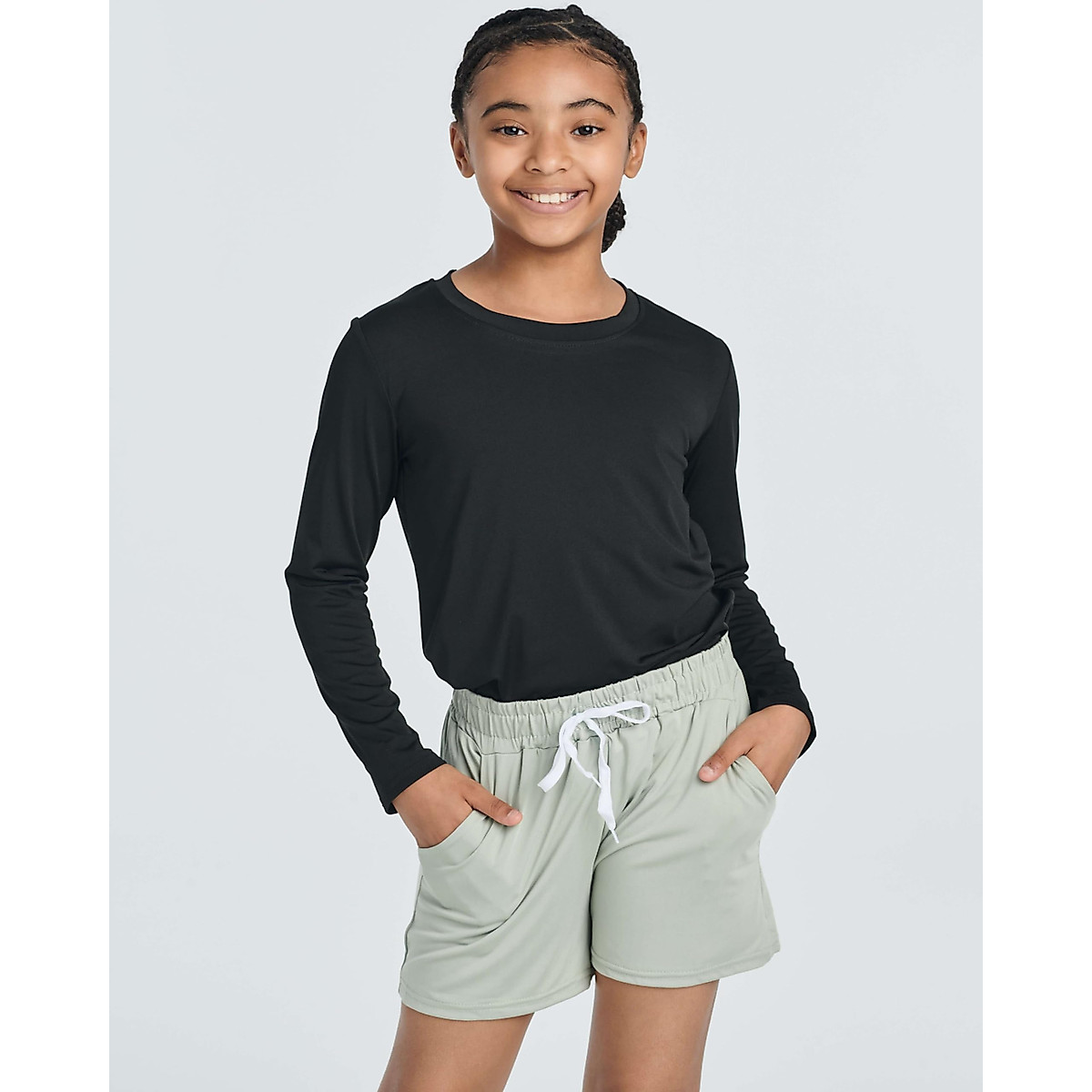 4 Pack: Girls Girl Long Sleeve Tshirts Shirt Tshirt Shirts Tees Active T-Shirts Tops Dry Fit Crew Neck Active Athletic Essentials Soccer Sports Yoga Gym Young Teen Chicas Clothes - Set 2, LG (14)