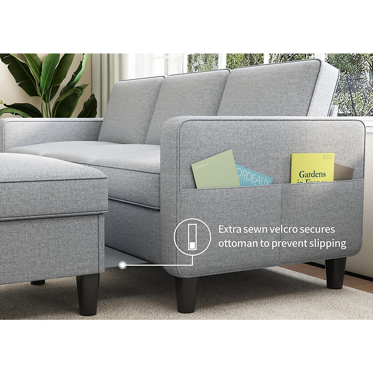 Youmumeub Convertible Sectional Sofa Couch, L-Shaped Couch 3-Seat Sofa with Storage Reversible Chaise, Sectional Couches for Living Room, Apartment and Small Space (Light Gray)