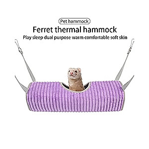 QIPINPU Ferret Hammock for Small Animals, Hanging Tunnel Tube Rat Toy (Purple)