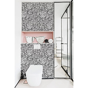 Idomural Peel and Stick Wallpaper Boho Floral Wallpaper Removable Abstract Rose Flower Wallpaper for Bedroom Bathroom Renter Friendly Contact Paper for Cabinet Accent Wall 17.7in x 118in