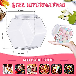 Yahenda 8 Pcs Hexagon Plastic Jars Cookie Jars with Airtight Lids Clear Candy Jar Wide Round Mouth Snacks Dog Food Candy Containers Reusable Coffee Candy Display for Gifts and Storage (30 oz)
