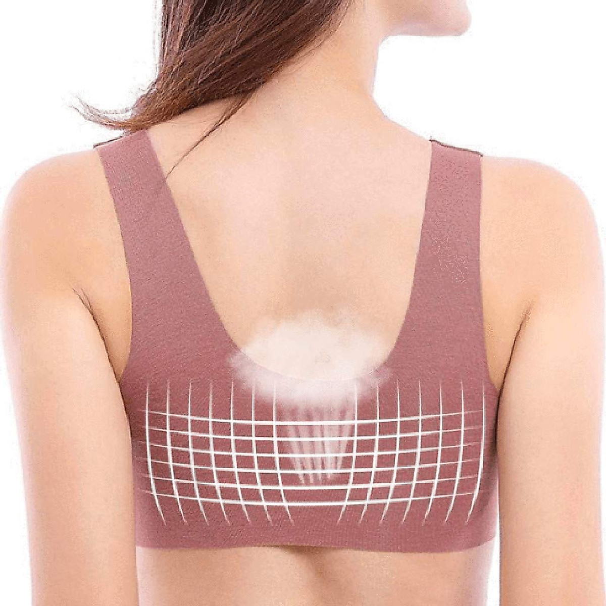 JFLYOU Women Bras,Ladies Adjustable Sports Front Closure Extra-Elastic Breathable Lace Trim Bra(Pink,85C)