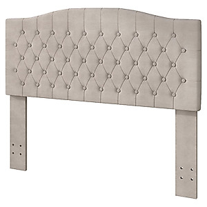 Befurtori Queen Headboard Only, Upholstered Headboard Queen for Adjustable Bed Velvet Tufted Queen/Full Size Wall Mounted Headboard with Solid Wood Legs Head Board, Taupe