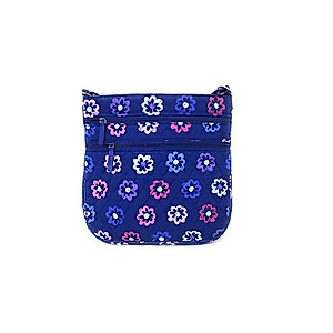Vera Bradley Triple Zip Hipster Cross-body Bag with Updated Solid Interiors (Ellie Flowers)