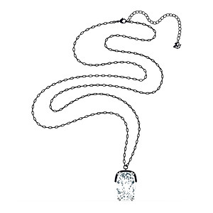 SWAROVSKI Harmonia Pendant Necklace, Large Clear Cushion-Cut Crystal with a Long Mixed Metal Chain, Part of The Harmonia Collection
