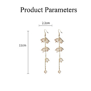 Bell Orchid Flower Dangle Drop Hook Earrings for Women Pearl Crystal Threader Tassel Dangling Wedding Earring Studs Hoop Christmas Jewelry