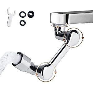 IKKEMO 1080° Rotating Faucet Aerator Extender, Large-Angle Water Nozzle Faucet Adapter, Universal Splash Filter Kitchen Tap Extension, Faucets Bubbler for Kitchen and Bathroom Sink Faucet