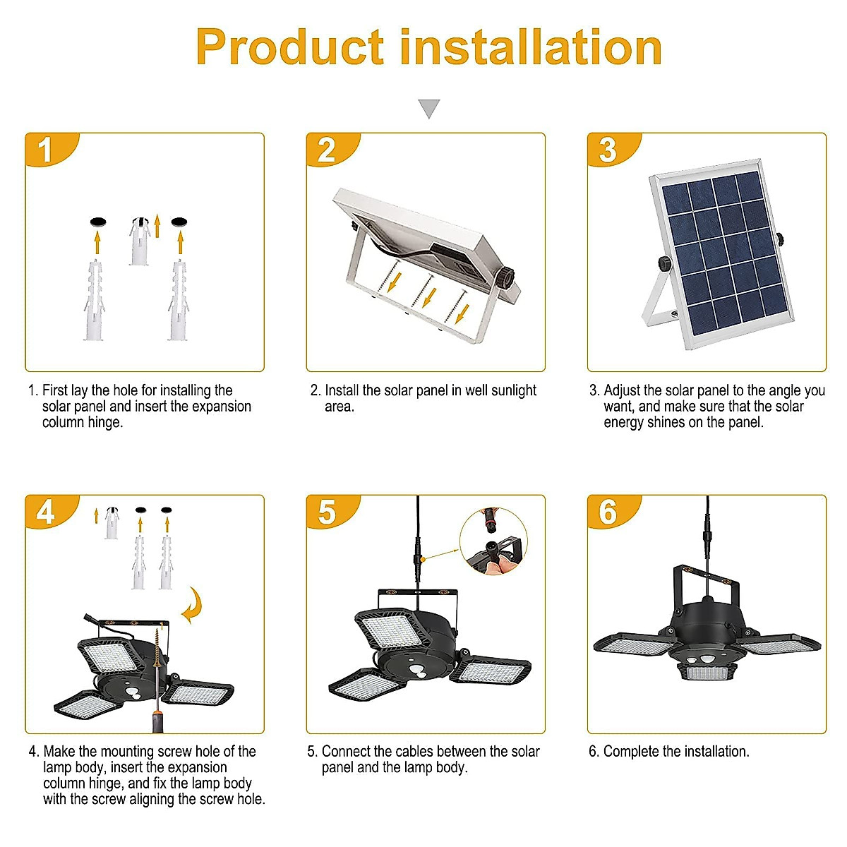 Solar Shed Lights with Dual Lamps, Outdoor Indoor 800LM 192LED Motion Sensor Solar Powered Pendant Light with Remote Control 120° Adjustable Heads IP65 Waterproof for Gazebo Garage Porch