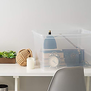 IRIS USA 68 Qt Clear Storage Box, BPA-Free Plastic Stackable Bin with Lid, 6 Pack, Containers to Organize Closet Shelves, Clothes, Blankets, Towels