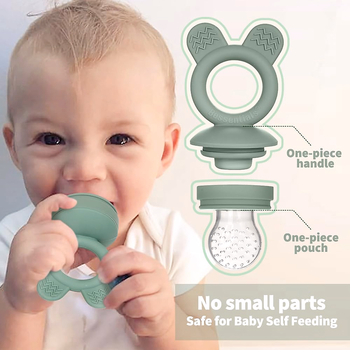 Bessentials Baby Fresh Fruit Food Feeder - 2 Pack Silicone Baby Mesh Feeders for Infant Safe Self Feeding |3 Sizes Food Pouches Included| Suitable for Baby 4m+ (Dark Red & Navy Blue)