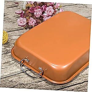 Housoutil Non Stick Baking Sheet Bread Baking Pan Loaf Bread Pan Bbq Food Plate Kitchen Bakeware Accessory Rectangular Baking Pan Baking Tray Oven Barbecue Grill Steel Pan Bakeware