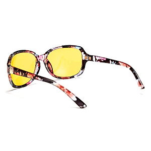 FEISEDY Classic Womens Night Glasses Driving Anti Glare Wrap Around Yellow Sunglasses B2548