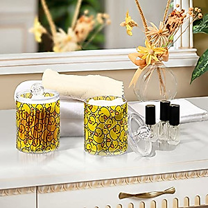 Rubber Duck Cotton Swab Holder Bathroom Containers Jars with Lids Set Cotton Ball Pad Round Holder Jar for Cotton Swab Ball Rounds Makeup Sponges Bathroom Organizer Storage, 2 Pack