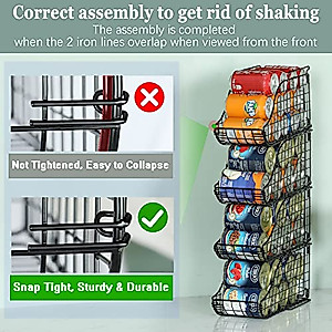 Can Storage Organizer Pantry, Stackable Kitchen Canned Food Holder With Handles, Can Organizer For Pantry Countertop Cabinet, Beverage Drink Pop Soda Can Dispenser Patent Pending (Black, 4 pack)