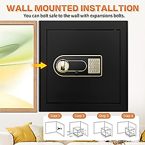 2.3 Cubic Fireproof Safe with Digital Keypad Key, Anti-Theft Safes Fireproof Waterproof with Fireproof Document Bag, Security Home Safe Box for Pistol Money Medicine Important Documents