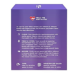 Band-Aid Brand Absorbent Cushion Care Sterile Square Gauze Pads for First Aid Protection of Minor Cuts, Scrapes & Burns, Non-Adhesive, Wound Care Dressing Pads, Large, 4 in x 4 in, 25 ct