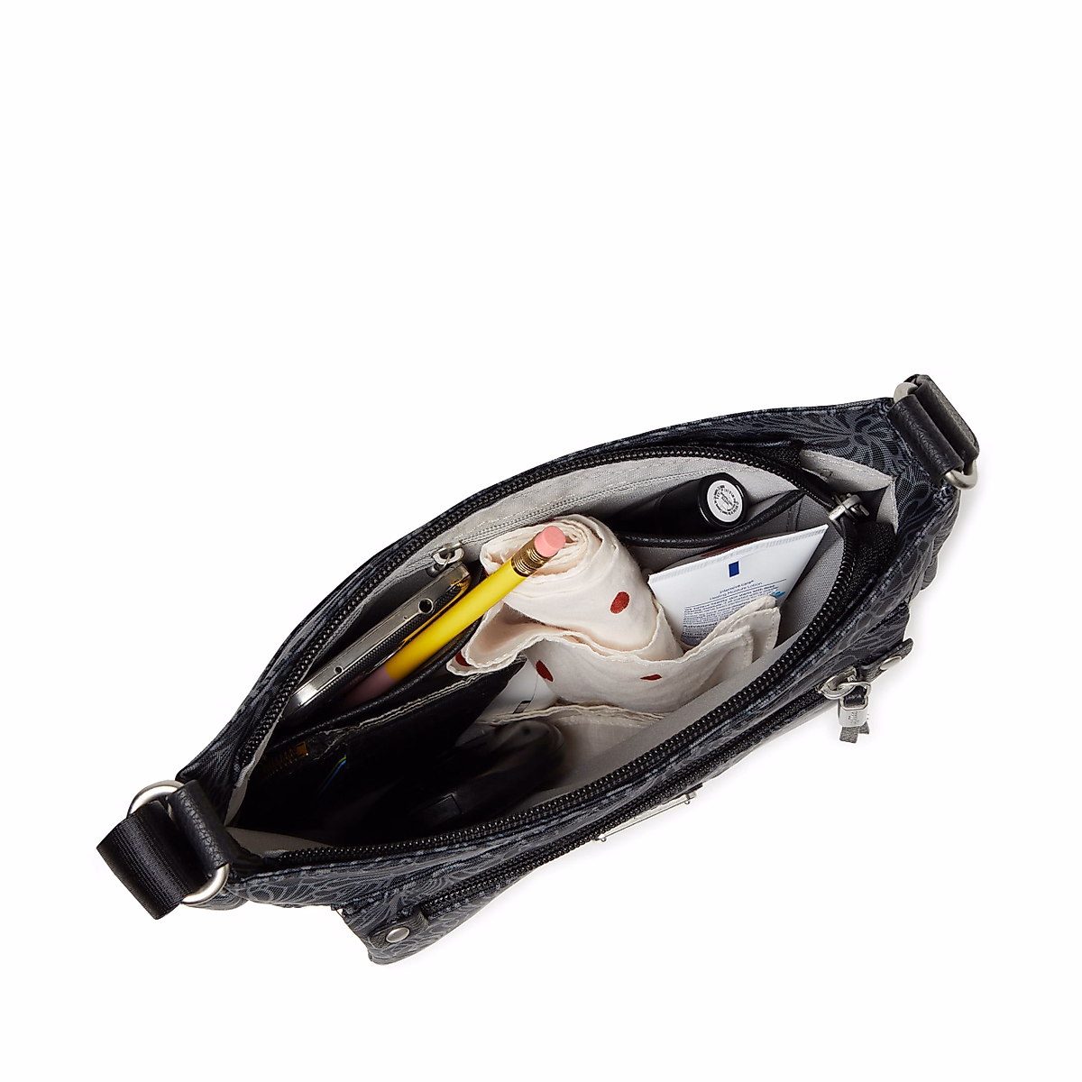 Baggallini womens Uptown Bagg with RFID Phone Wristlet, Midnight Blossom, One Size US