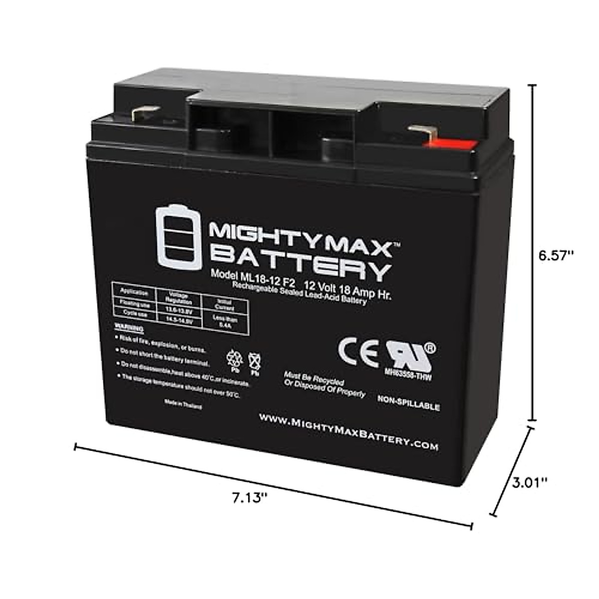 Mighty Max Battery 12v 18ah f2 SLA Replacement Battery for Power Sonic ps-12180