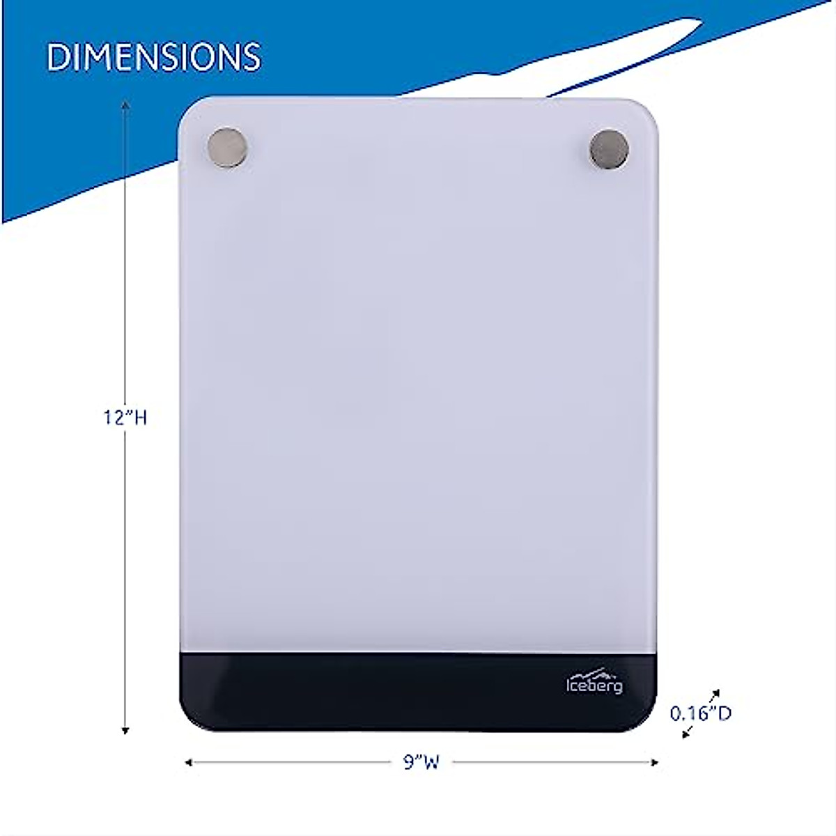 Iceberg Clarity Glass Personal Dry Erase Board, Office Supplies, with Ultra-White Back and Aluminum Frame, 9" x 12"