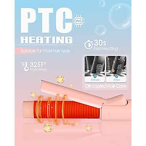 NOVUS Mini Curling Iron for Short Hair,Travel Curling Iron,Ceramic Small Curling Wand,Barrel Hair Curling Iron 1 Inch Heat-Up Fast,Pink Portable Hair Curler